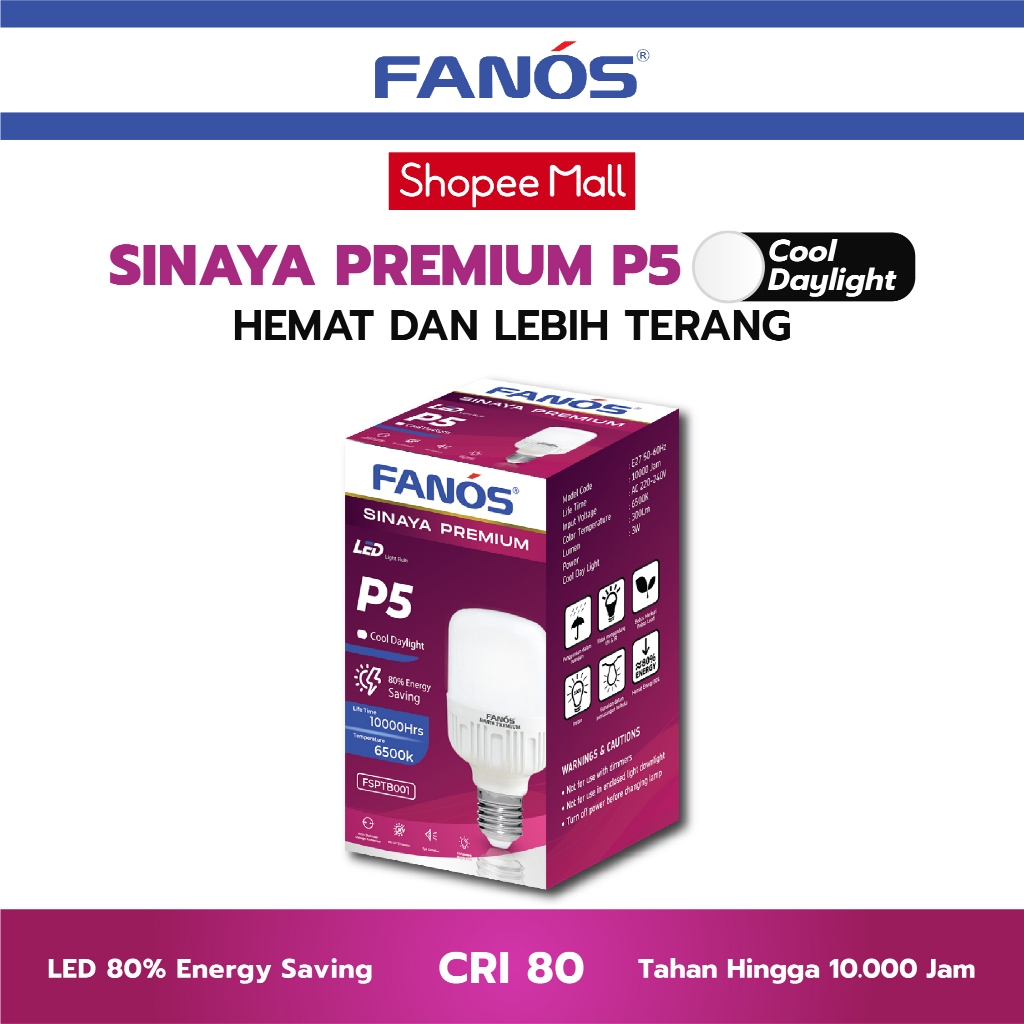 Jual Fanos Sinaya Premium 5W Lampu LED Bohlam Cahaya Putih Cool Daylight Berkualitas | Shopee ...