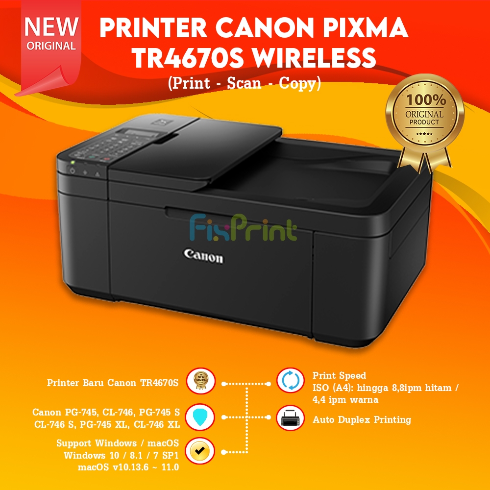 Jual Printer Inkjet Canon Tr4570s Tr4670s F4 Print Scan Copy Fax Adf