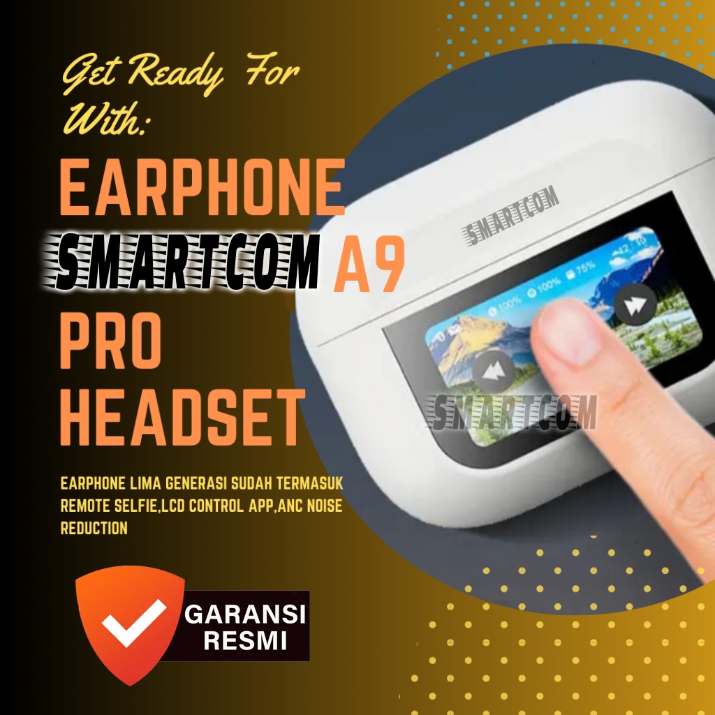 Jual SMARTCOM A9 PRO Earphone Bluetooth Wireless With LCD Display ANC ...