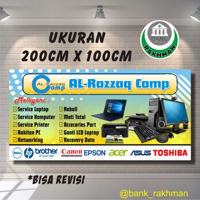 Jual SPANDUK BANNER BACKDROP SERVICE KOMPUTER LAPTOP UKURAN 200CMX100CM ...