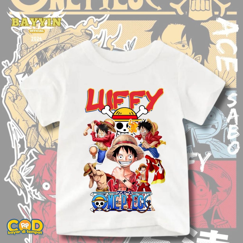 Jual Kaos Anak Custom Nama Combed 30s Gambar ONE PIECE LUFFY Untuk Anak dan Hadiah kaos Anak ...