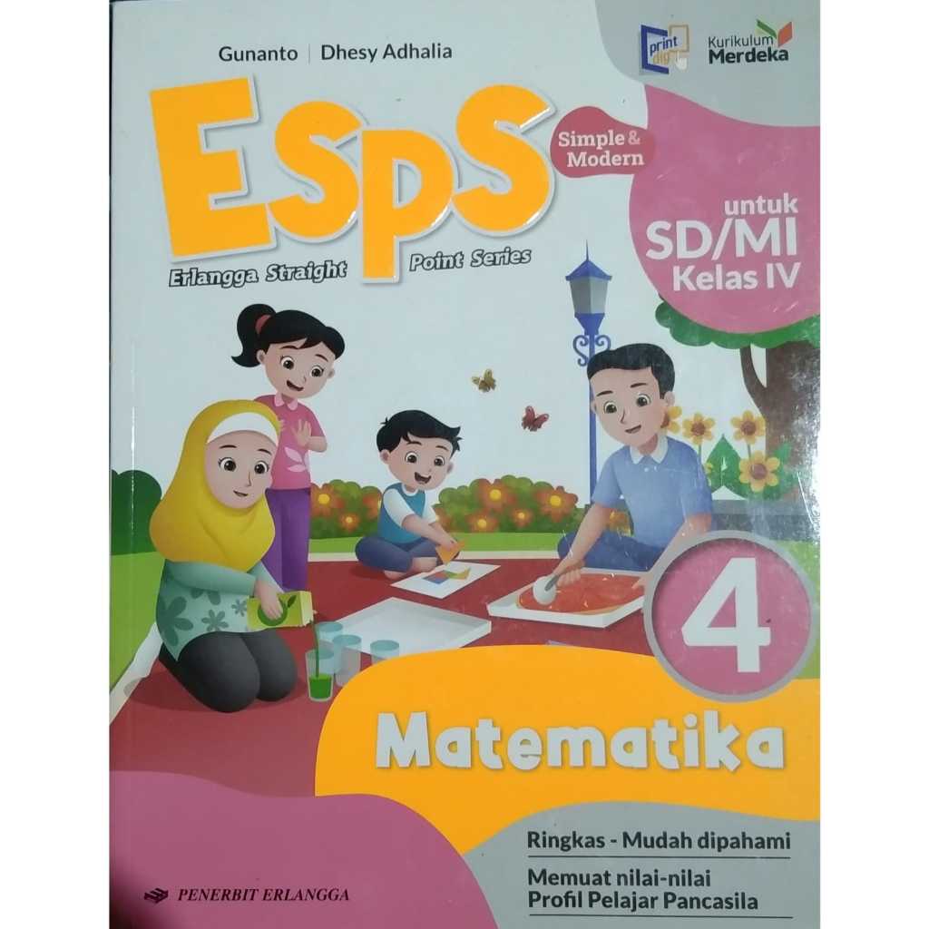 Jual Buku Paket Esps Matematika Kelas 4 SD Kurikulum Merdeka penerbit erlangga | Shopee Indonesia
