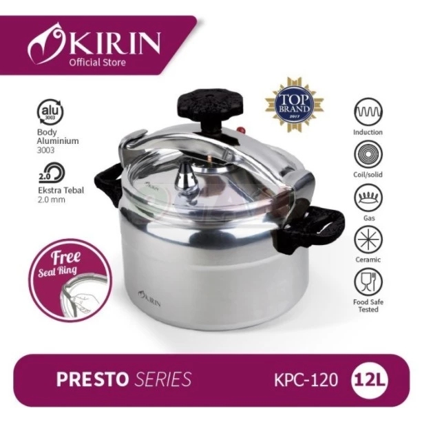 Jual KIRIN Panci Presto Pressure Cooker 12 Liter KPC 120 KPC-120 Induction | Shopee Indonesia