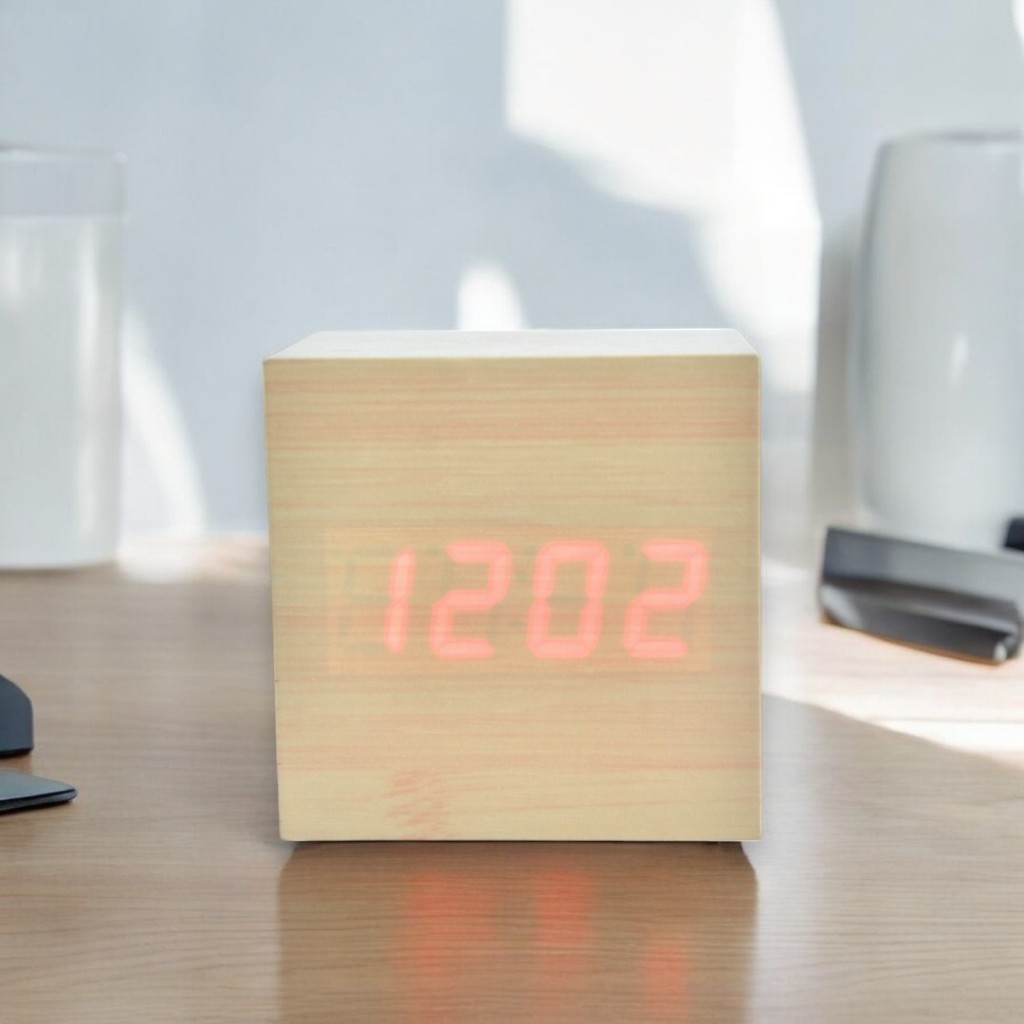 Jual ESA Jam Meja Digital Smart Digital Alarm Clock Motif Kayu | Shopee ...