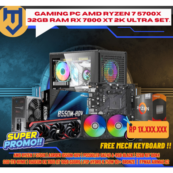 Jual Gaming PC AMD Ryzen 7 5700X 32GB RAM RX 7800 XT 2K Ultra Set. | Shopee Indonesia