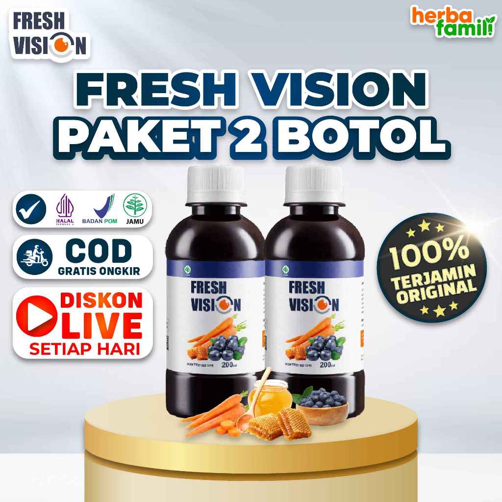 Jual Fresh Vision 2 Botol Vitamin Obat Mata Original Atasi Mata Minus ...