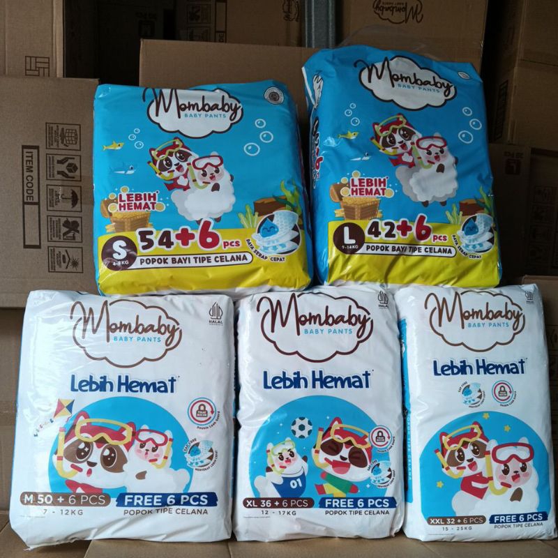 Jual Mombaby pants hemat Mega S54+6/M50+6/L42+6/XL/XXL | Shopee Indonesia