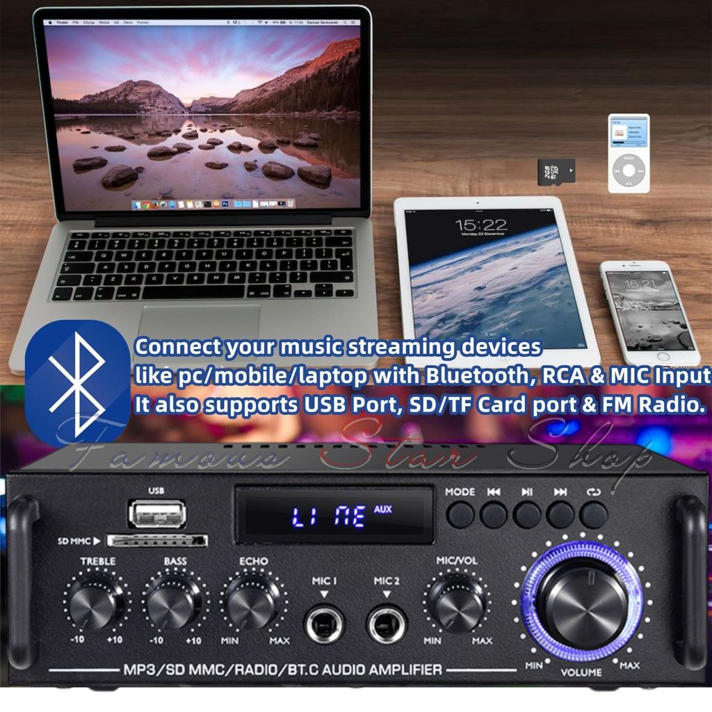 Jual Amplifier Daya 2000 Watt Full Bass Fleco BT-198B PRO Audio Penguat ...