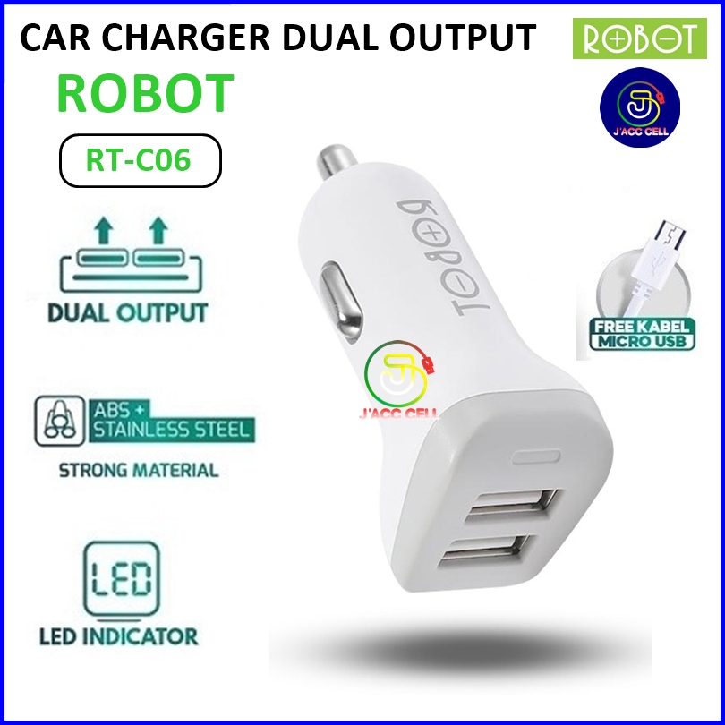 Jual TC Charger Mobil ROBOT RT-C06 RT-C09 CarCharger RT C06 RT C09 Dual Output 2.4A Casan ...