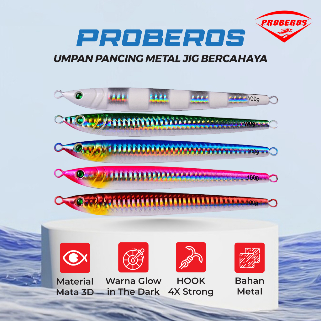 Jual PROBEROS Umpan Pancing Metal Jig 5 Warna Hook Bercahaya Superbait MJ036 | Shopee Indonesia