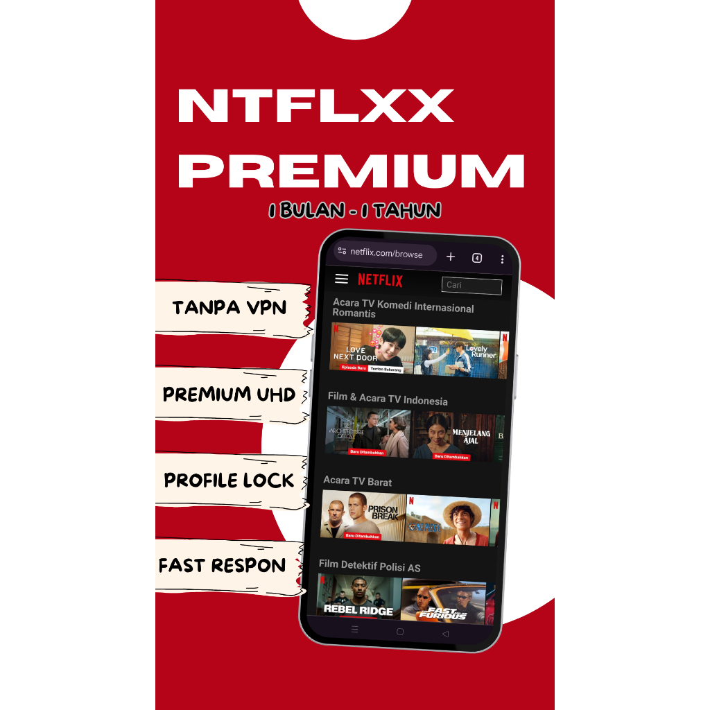 Jual NTFLXXX PREMIUM ULTRA HD 4K 1 BULAN 2 BULAN 3 BULAN 1 TAHUN READY | Shopee Indonesia