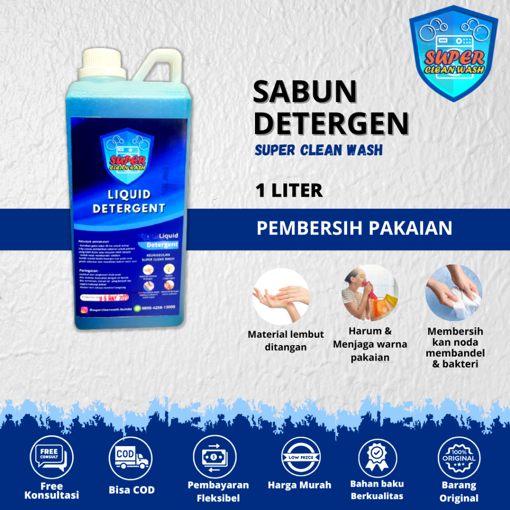 Jual Super Clean Wash | Sabun Detergen | 1 Liter | Shopee Indonesia