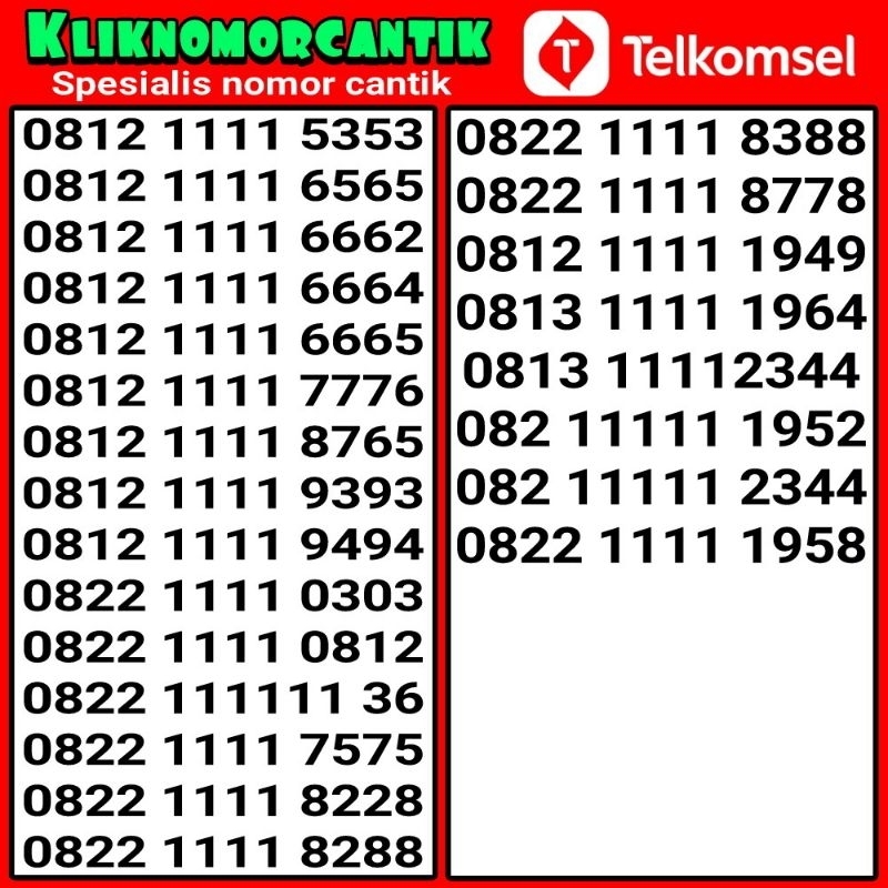 Jual Nomor cantik Telkomsel simpati Support 4G&5G simpati 1111 A1 ...