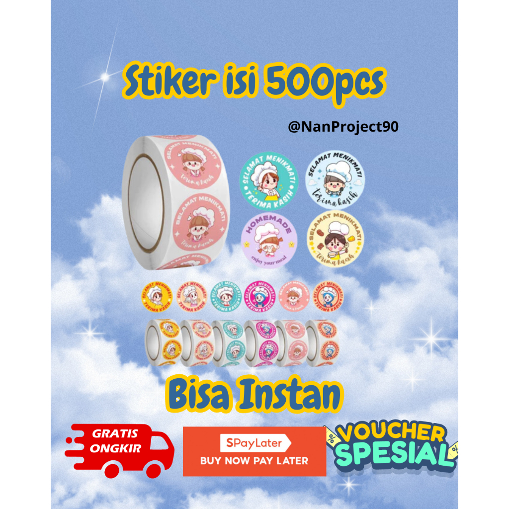 Jual Stiker Selamat Menikmati Sticker Bulat Roll Makanan Kue Thank You ...