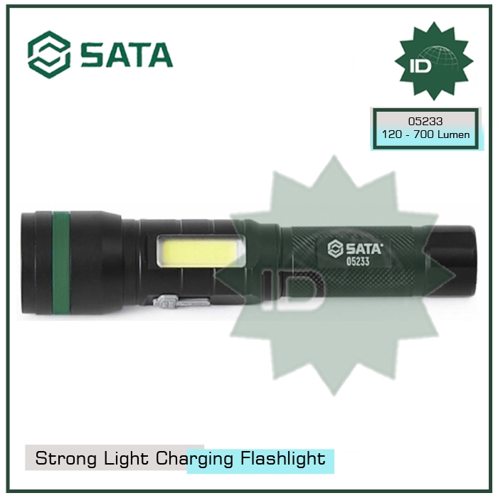 Jual LAMPU SENTER LED 05233 - STRONG LIGHT CHARGING FLASHLIGHT SATA TOOLS | Shopee Indonesia