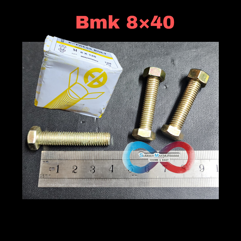 Jual BOX - baut mur kuning / bmk M 8×40 ( isi 175 pcs ) | Shopee Indonesia