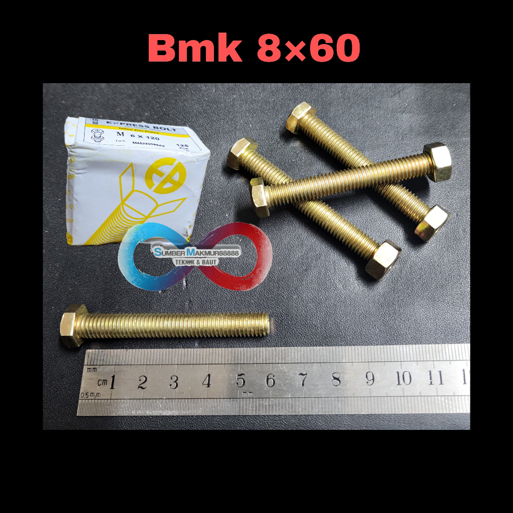 Jual BOX - baut mur kuning / bmk M 8×60 ( Isi 150 pcs ) | Shopee Indonesia