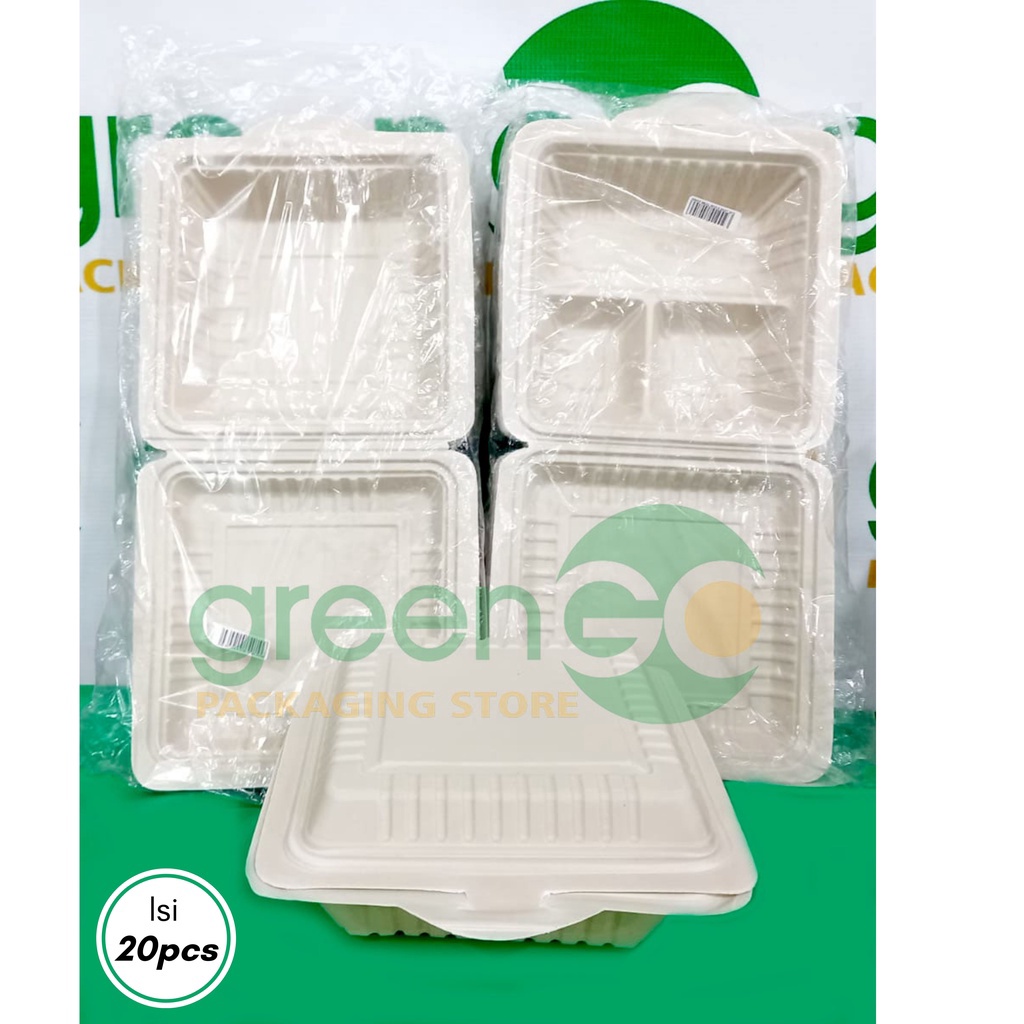 Jual Diskon 15 Akhir Bulan MEAL BOX POLOS SEKAT 3 ISI 2PCS 18CM UKURAN SEDANG MEDIUM BAGASSE ...