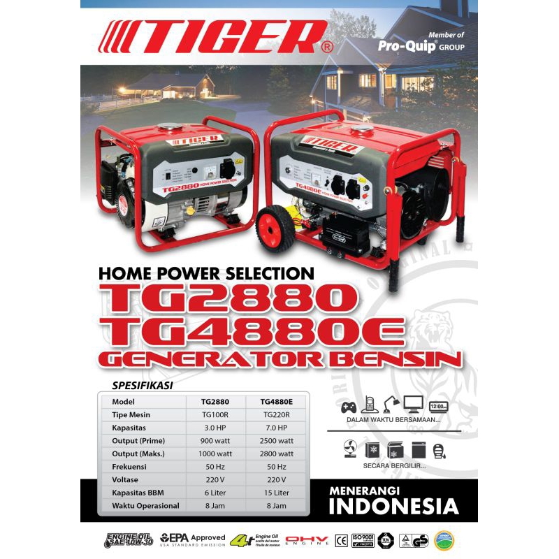 Jual Mesin Genset 2500 Watt - 2800 Watt Merk TIGER TG4880E / Generator ...