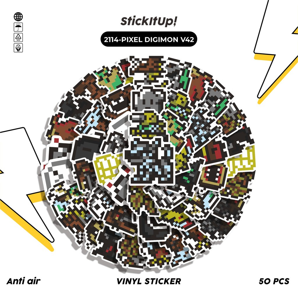 Jual COD 50 Pcs Stiker Pack PIXEL DIGIMON V42 Lucu Aesthetic Vynil ...
