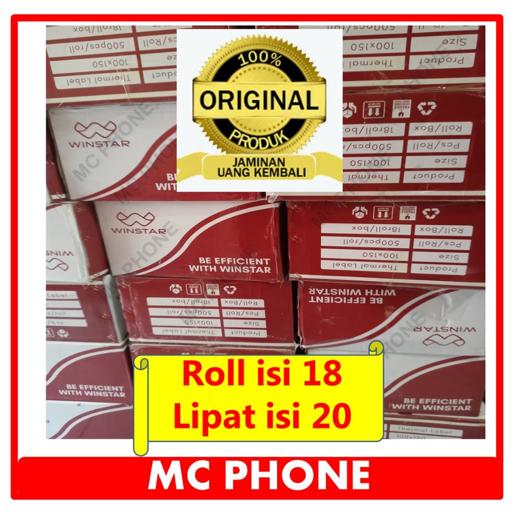 Jual 1 Dus Kertas Label Sticker Resi Thermal 100x150 Isi 500 Roll Lipat ...