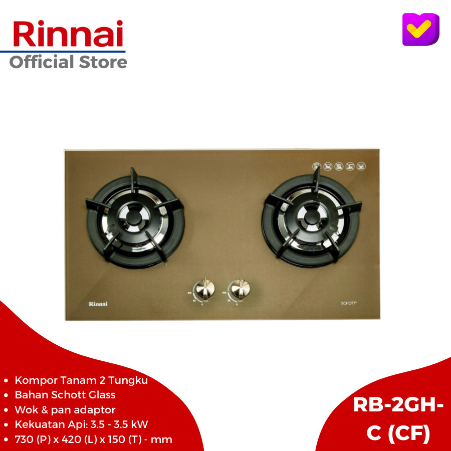 Jual Rinnai Kompor Tanam 2 Tungku RB-2GH-C(CF) | Shopee Indonesia