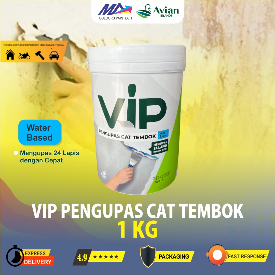 Jual VIP PAINT REMOVER WATERBASE AVIAN 1 KG (PENGELUPAS CAT TEMBOK ...