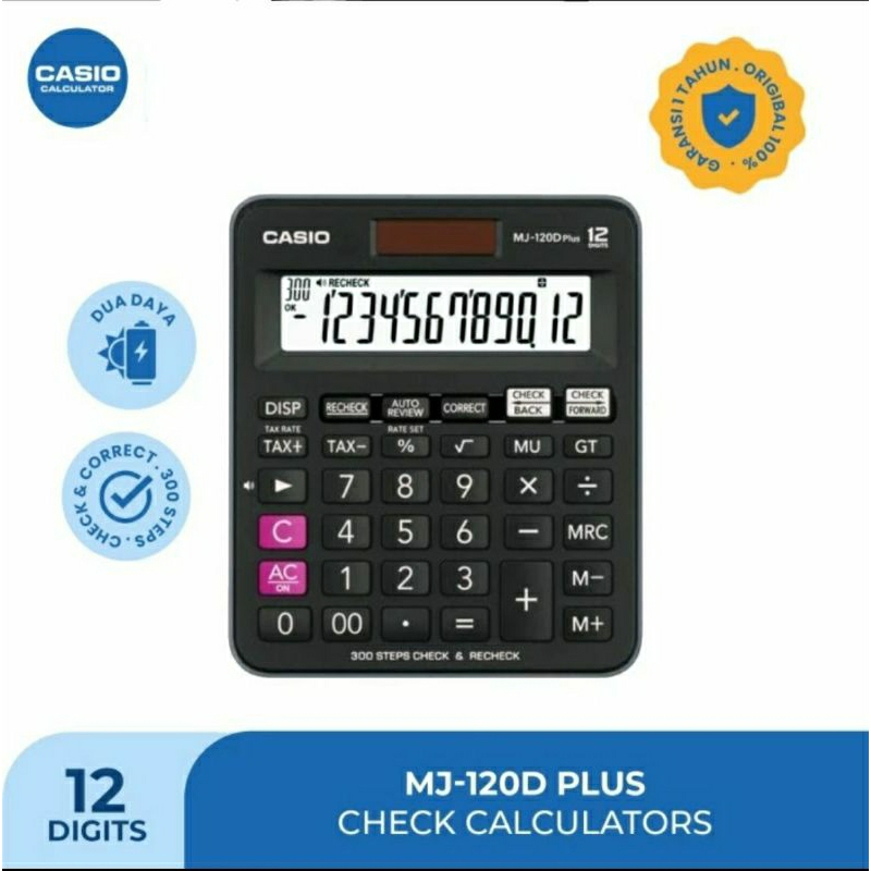 Jual Casio DJ-120D Plus Kalkulator Toko Dagang Calculator 12 Digits Garansi Resmi SNI | Shopee ...