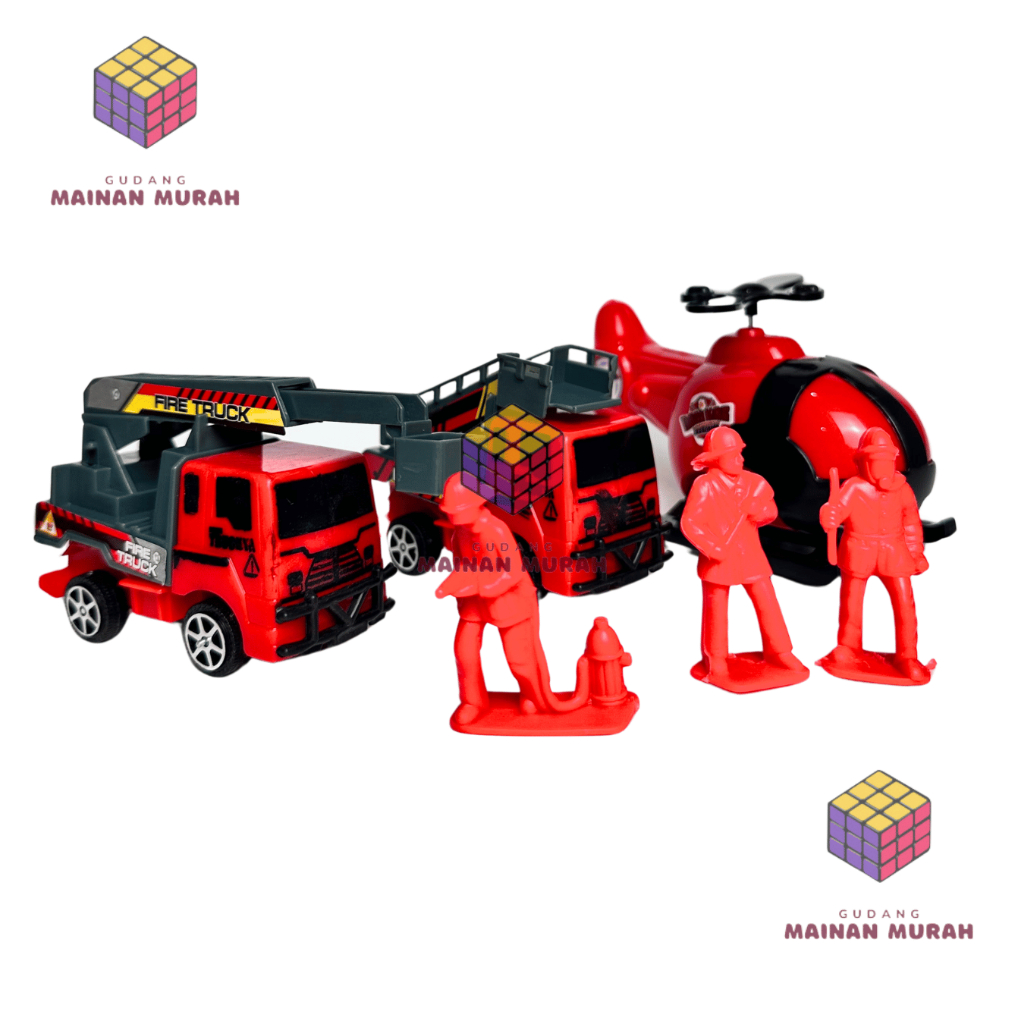 Jual MAINAN MOBIL PEMADAM KEBAKARAN 1 SET MOBIL HELIKOPTER DAN PERSONEL ...