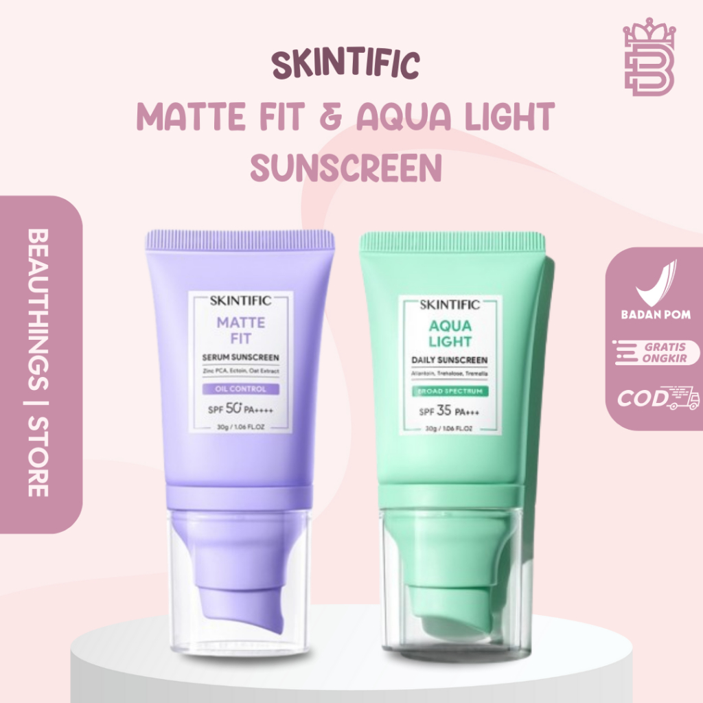 Jual SKINTIFIC Matte Fit Serum Sunscreen & Aqua Light Daily Sunscreen ...