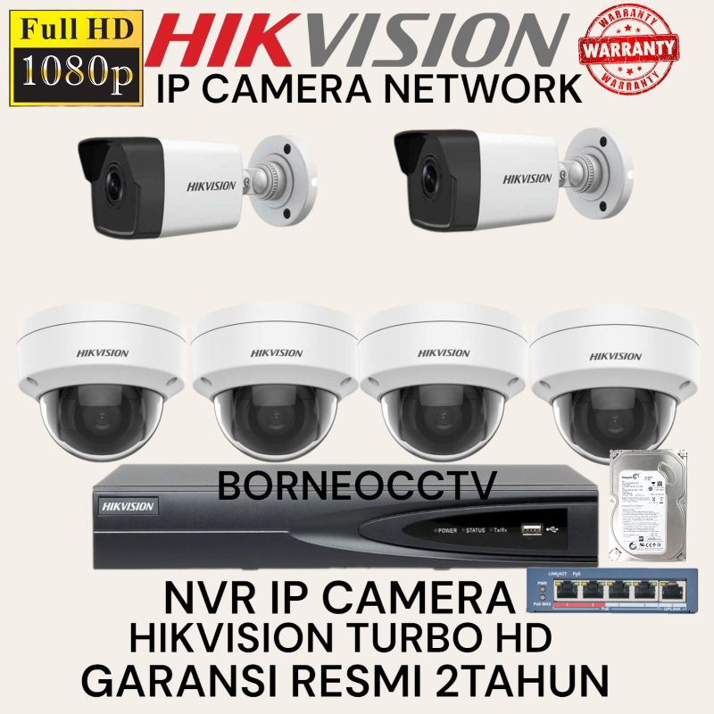 Jual PAKET CCTV IP CAMERA HIKVISION 8 CHANNEL 6 KAMERA IP 2MP 1080P ...