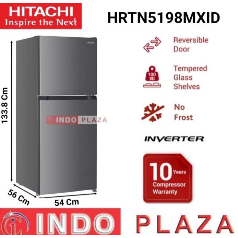 Jual KULKAS HITACHI 2 PINTU INVERTER HRTN5198MXID (MEDAN) | Shopee Indonesia
