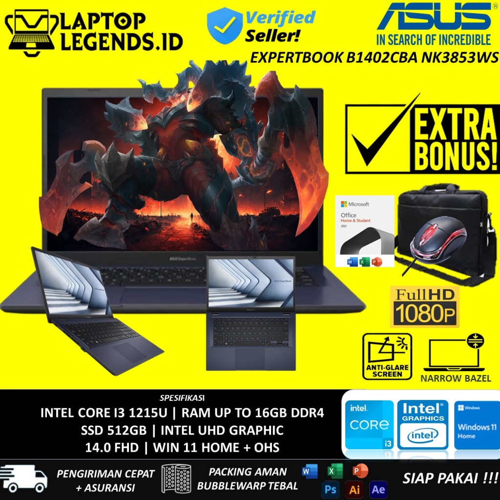 Jual ASUS EXPERTBOOK B1402CBA INTEL I3 1215U 16GB 512GB 14.0 FHD ...