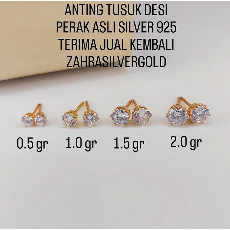 Jual Anting Tusuk Giwang Desi PERAK Asli Silver 925 Lapis Mas Putih ...