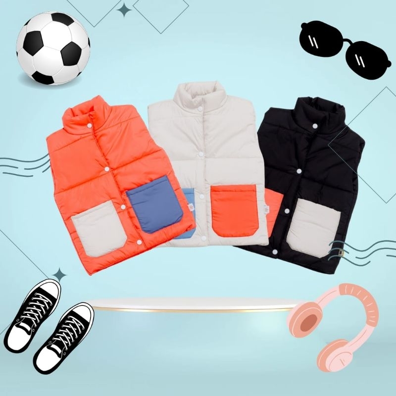 Jual Rompi anak keren banget variasi warna saku Rompi anak tebal ...