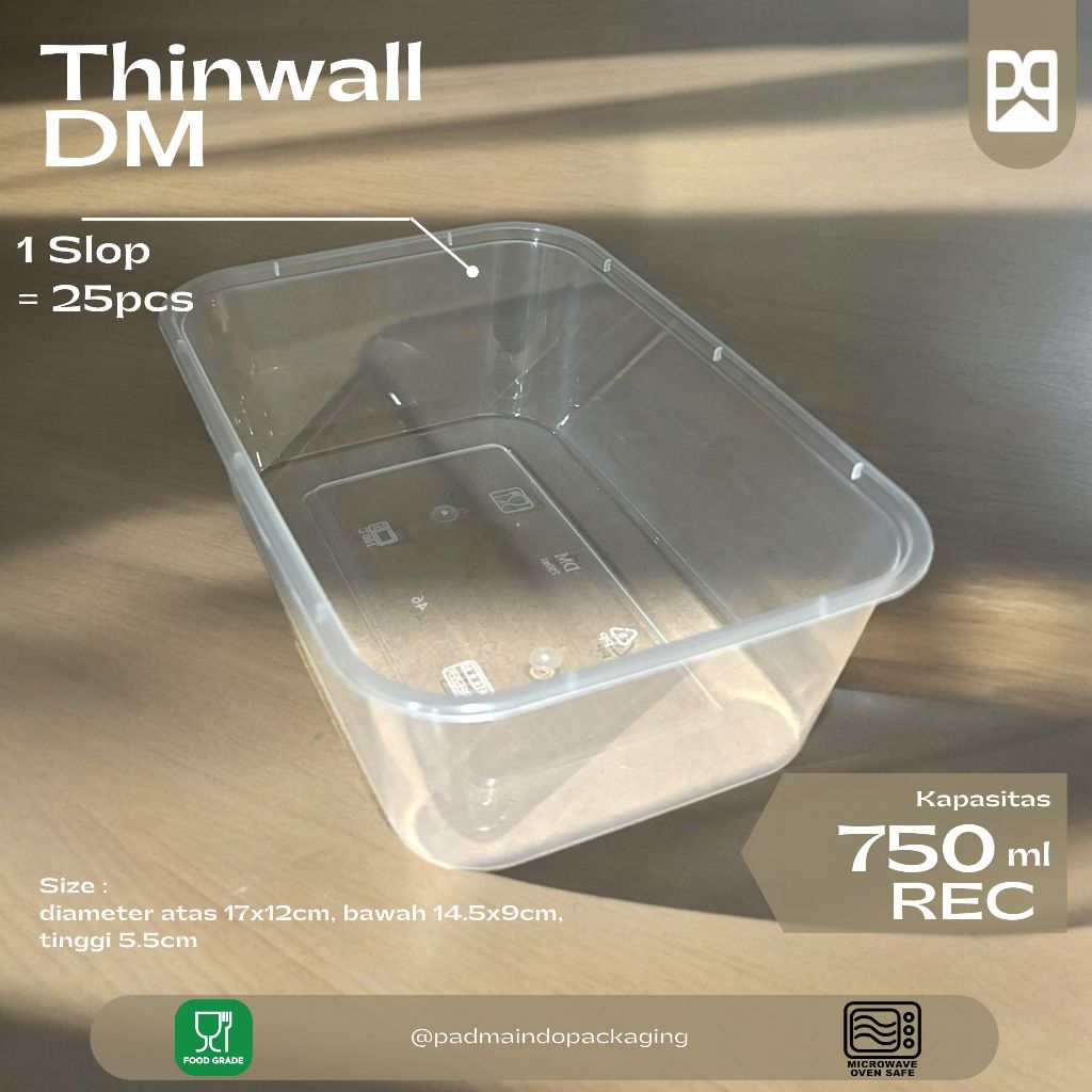 Jual Thinwall DM Rectangle/ Persegi Panjang / REC Ukuran 125ml, 200ml, 250ml, 300ml, 500ml ...