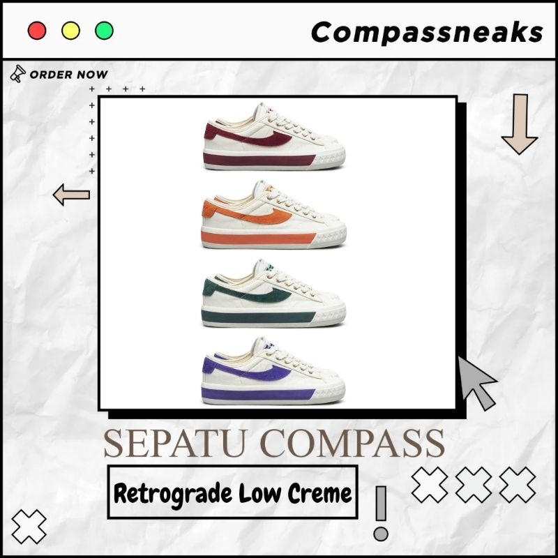 Jual Sepatu Compass Retrograde Low Creme Cherry/Pumpkin/Spinach/Grape | Shopee Indonesia