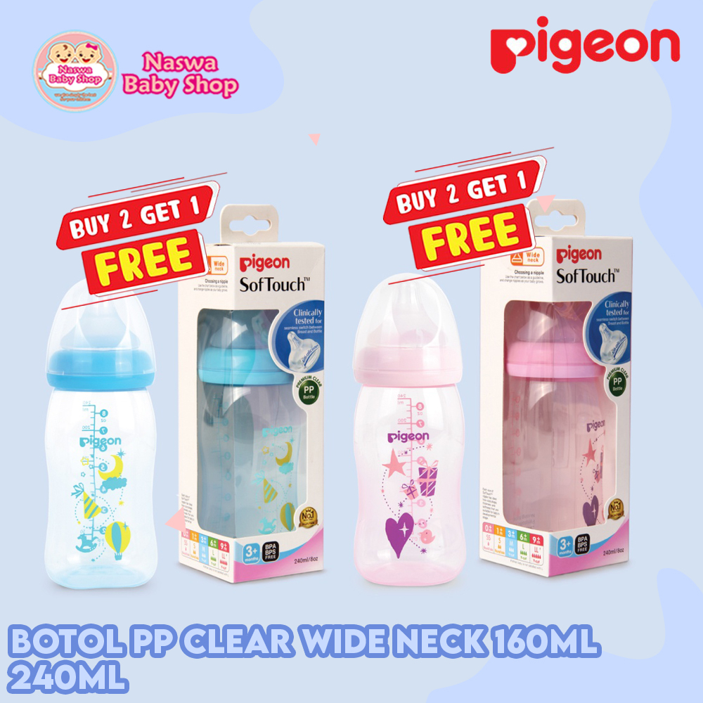 Jual Pigeon Botol Susu PP Clear Wide Neck | Shopee Indonesia