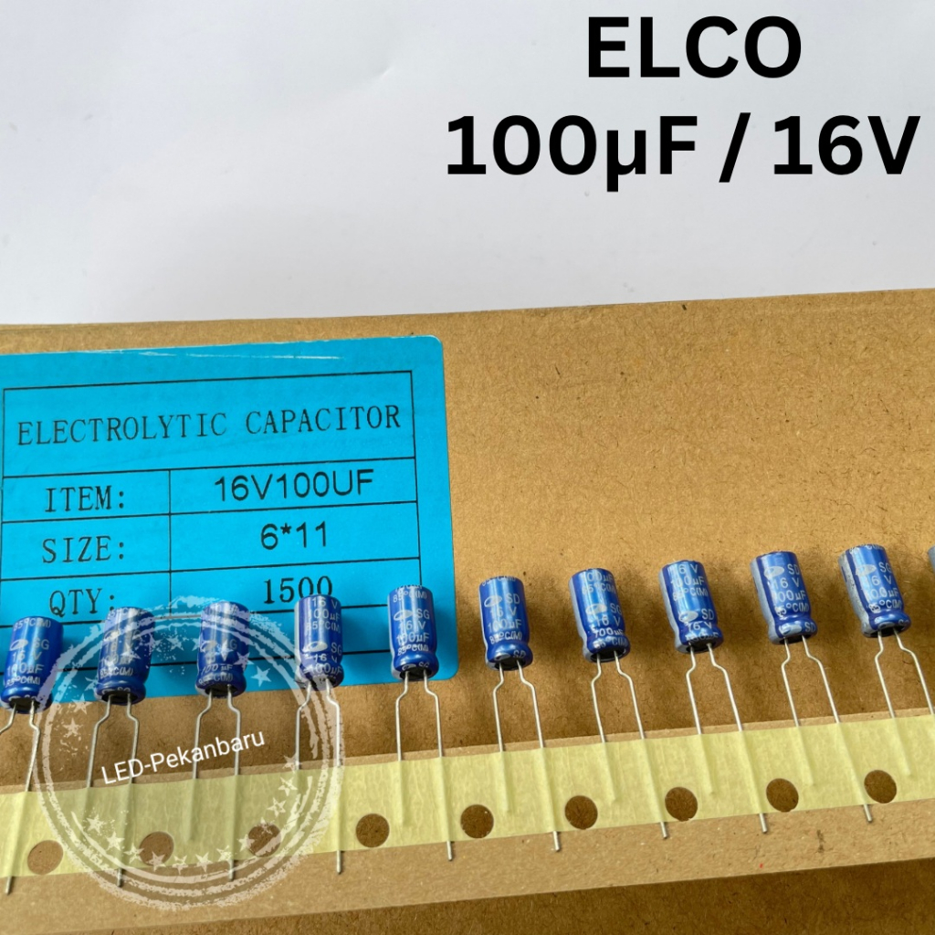 Jual ELCO 100UF 16V 100 UF 16 VOLT CAPASITOR KAPASITOR ELKO | Shopee Indonesia