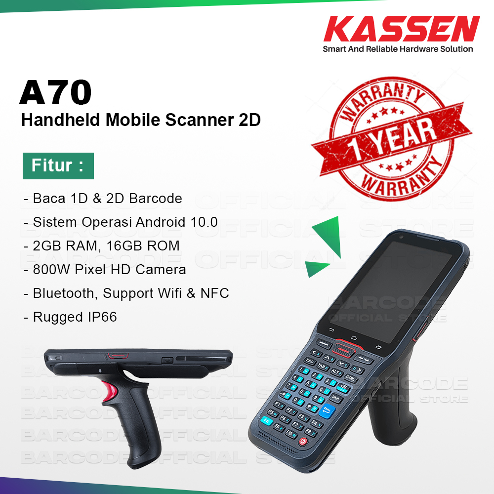 Jual Kassen A70 Handheld Mobile Android Barcode Scanner PDA PDT ...