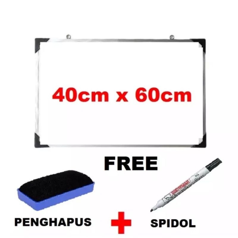 Jual PAPAN TULIS WHITEBOARD 40 X 60 CM GRATIS SPIDOL DAN PENGHAPUS LIST ...