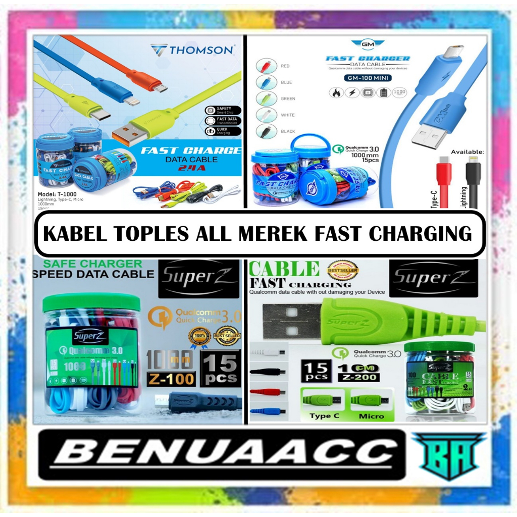 Jual Kabel toples all merek harga pertoples fast charging | Shopee ...