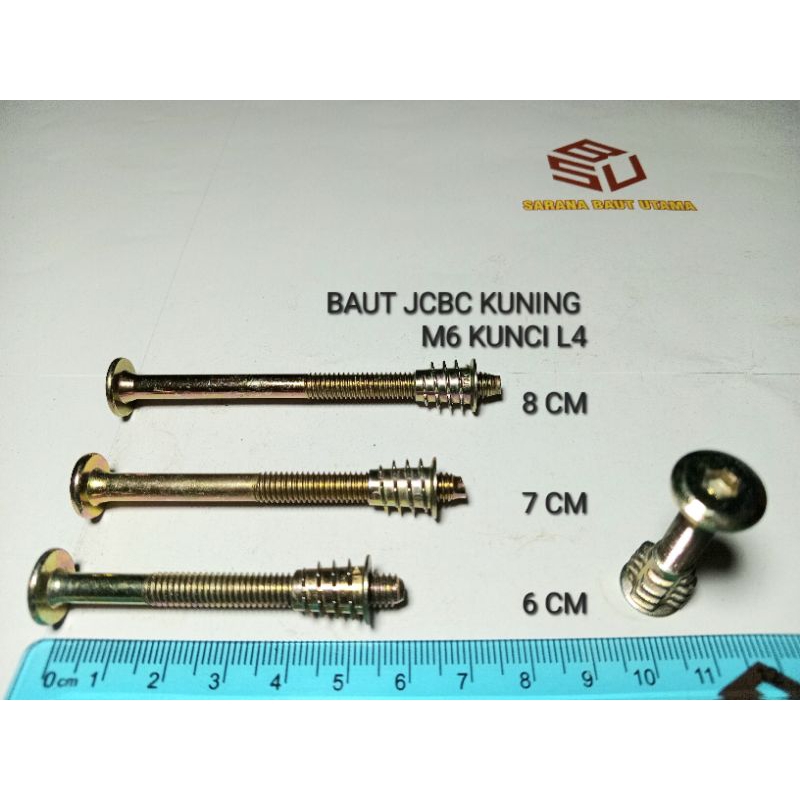 Jual Baut jcbc m6*60 - m6*80 Kuning nanas OD kunci L4 / Baut furniture ...
