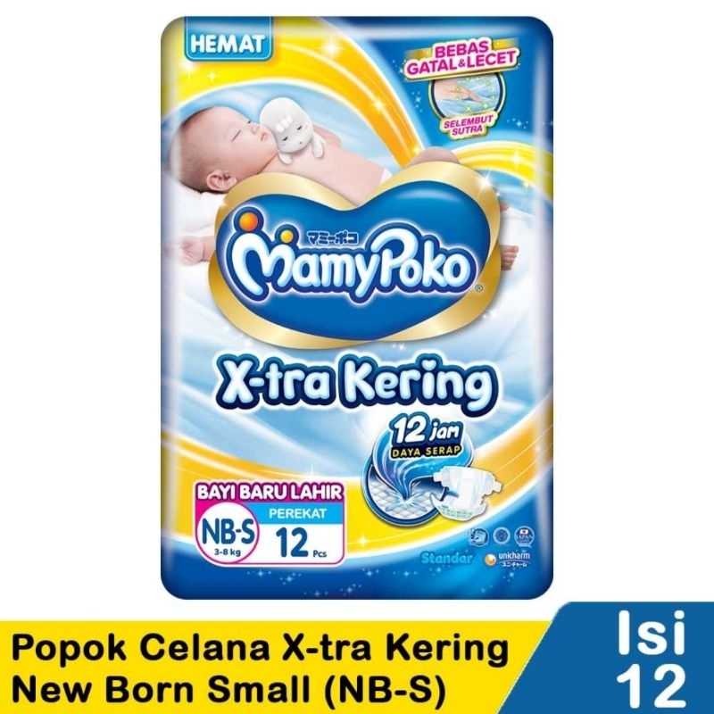 Jual MamyPoko Xtra Kering NB-S 12 tipe Perekat / Mamy Poko NBS12 / Popok Bayi Baru Lahir isi 12 ...