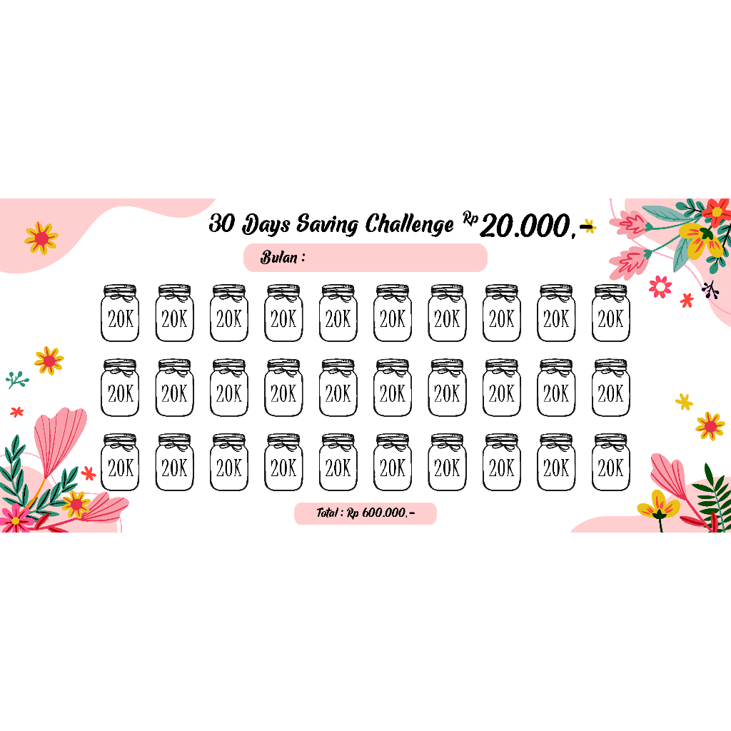 Jual AMPLOP TARGET / SAVING CHALLENGE / MENABUNG / TABUNGAN / 30 HARI ...