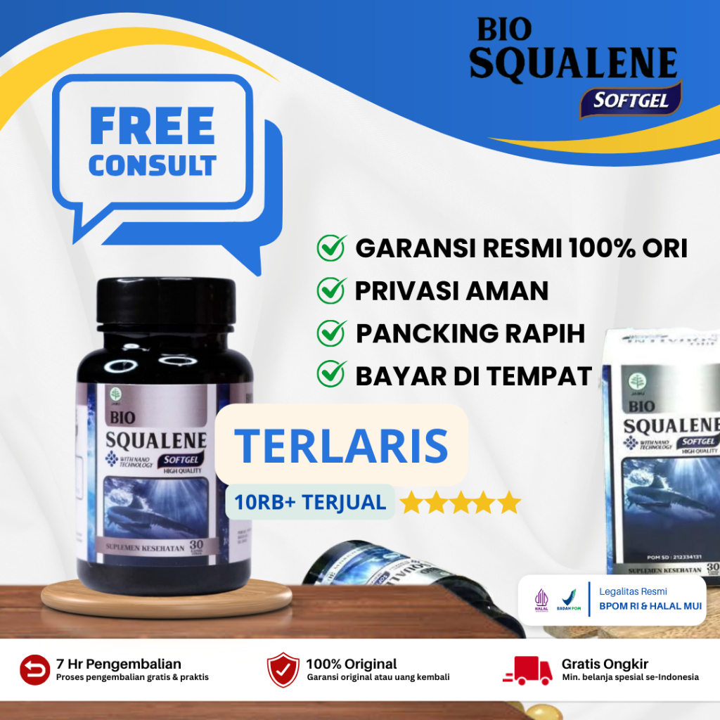 Jual Bio Squalene Softgel 100% asli shark liver oil minyak hati ikan ...