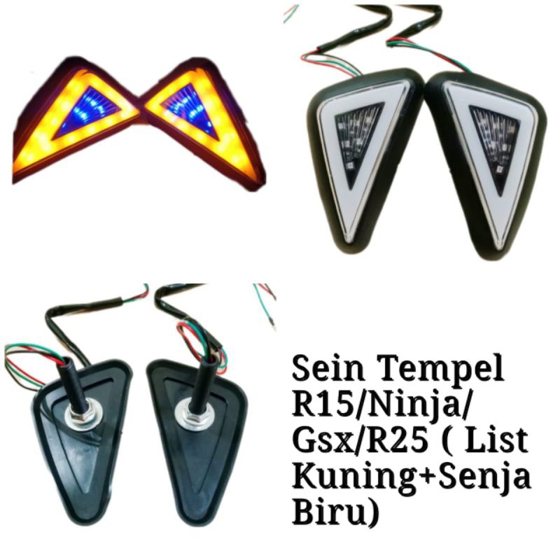 Jual Sein segitiga LED Ninja RR new/R15/GSX Nyala Led list kuning dan ...