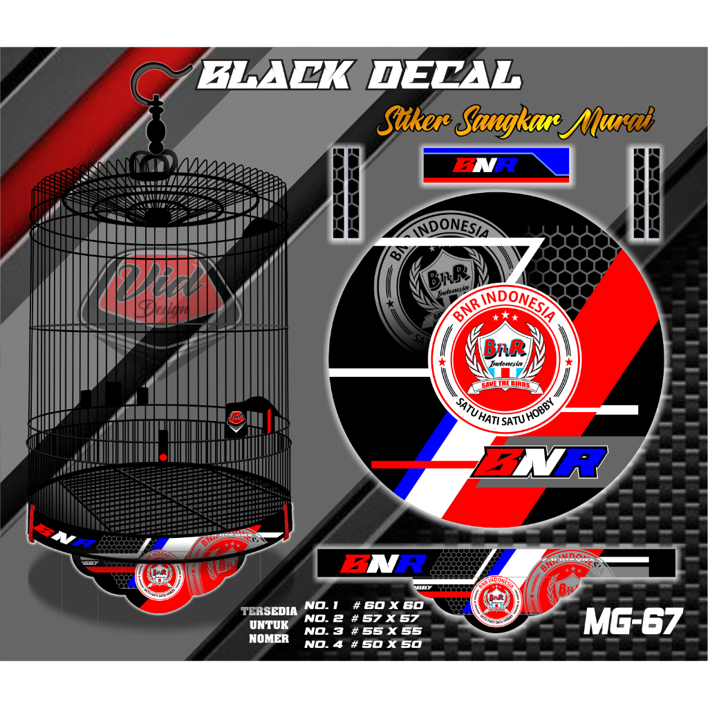 Jual Sticker Decal Tebok Sangkar Murai Motif BNR No 1 2 3 4 | Shopee ...