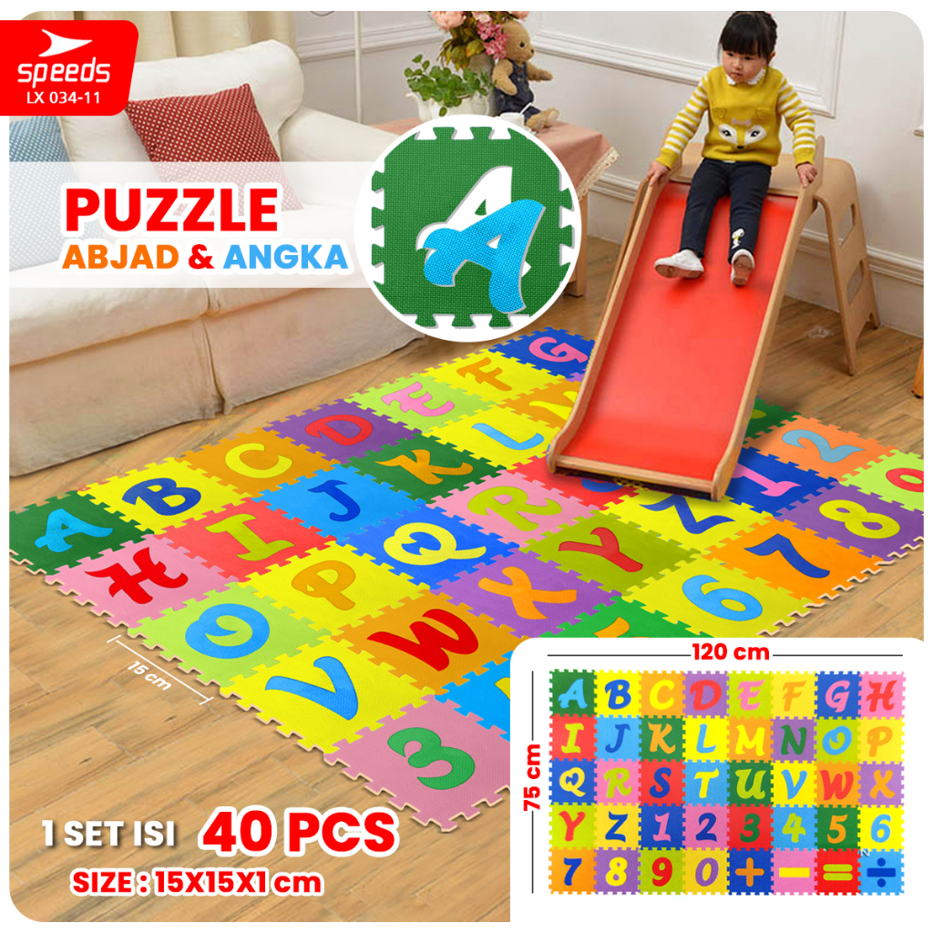 Jual SPEEDS Evamat Matras Puzzle Karpet 60x60cm 20mm Puzzle Matras Eva ...