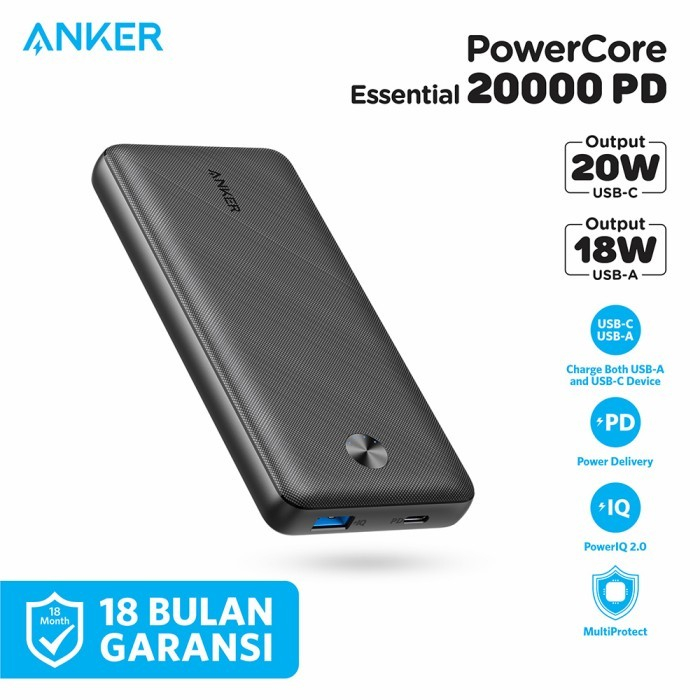 Jual PowerBank Anker PowerCore Essential 20000Mah PD - A1287 | Shopee ...